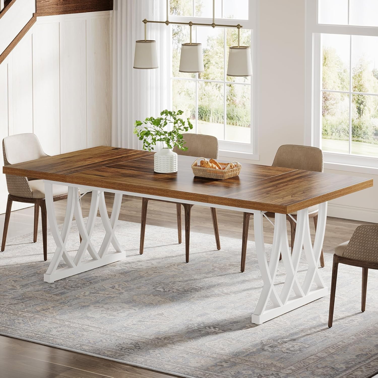 Tribesigns Dining Table for 6-8 People, 70.86-Inch Rectangle Wood ...