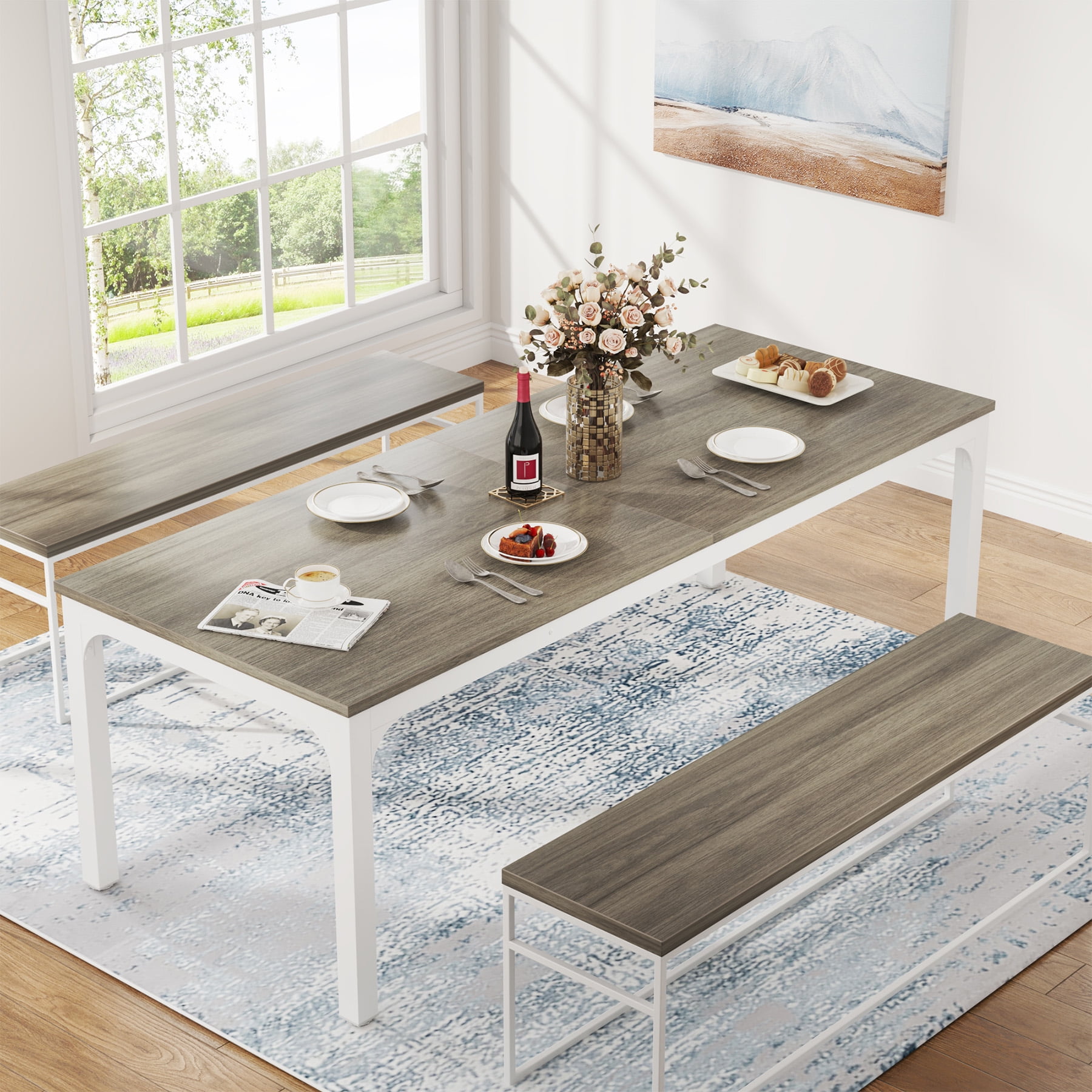 Tribesigns Dining Table for 6-8 Person, 78 inch Long Rectangular ...
