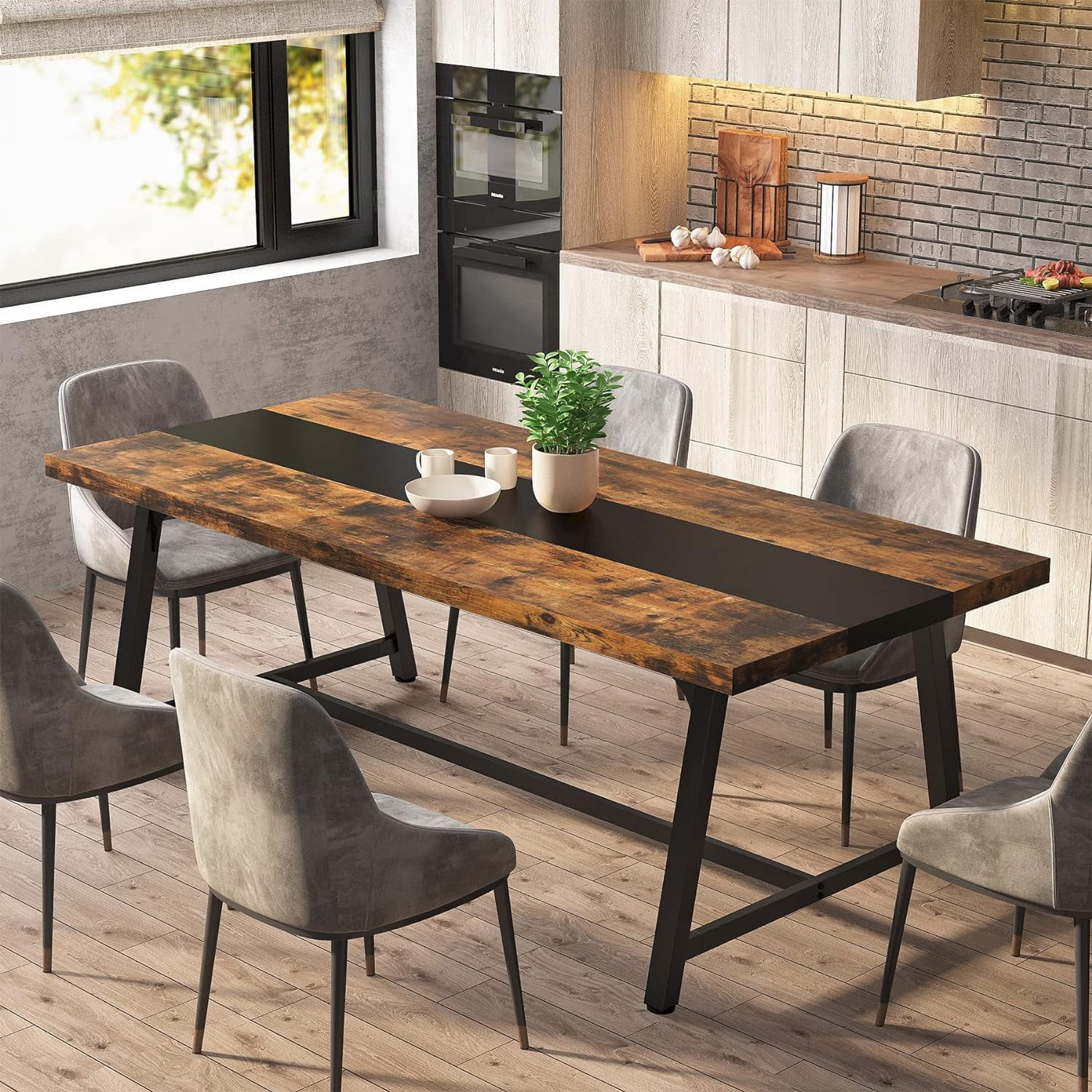 Tribesigns Dining Table for 8 People, 70.87-inch Rectangular Wood ...
