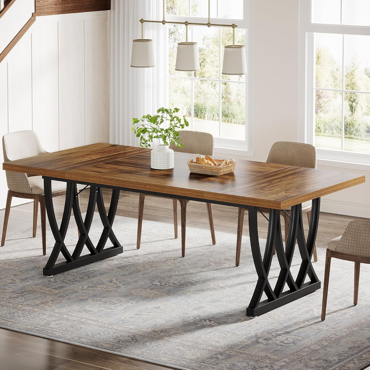 Tribesigns Dining Table for 6-8 People, 70.86-Inch Rectangle Wood ...