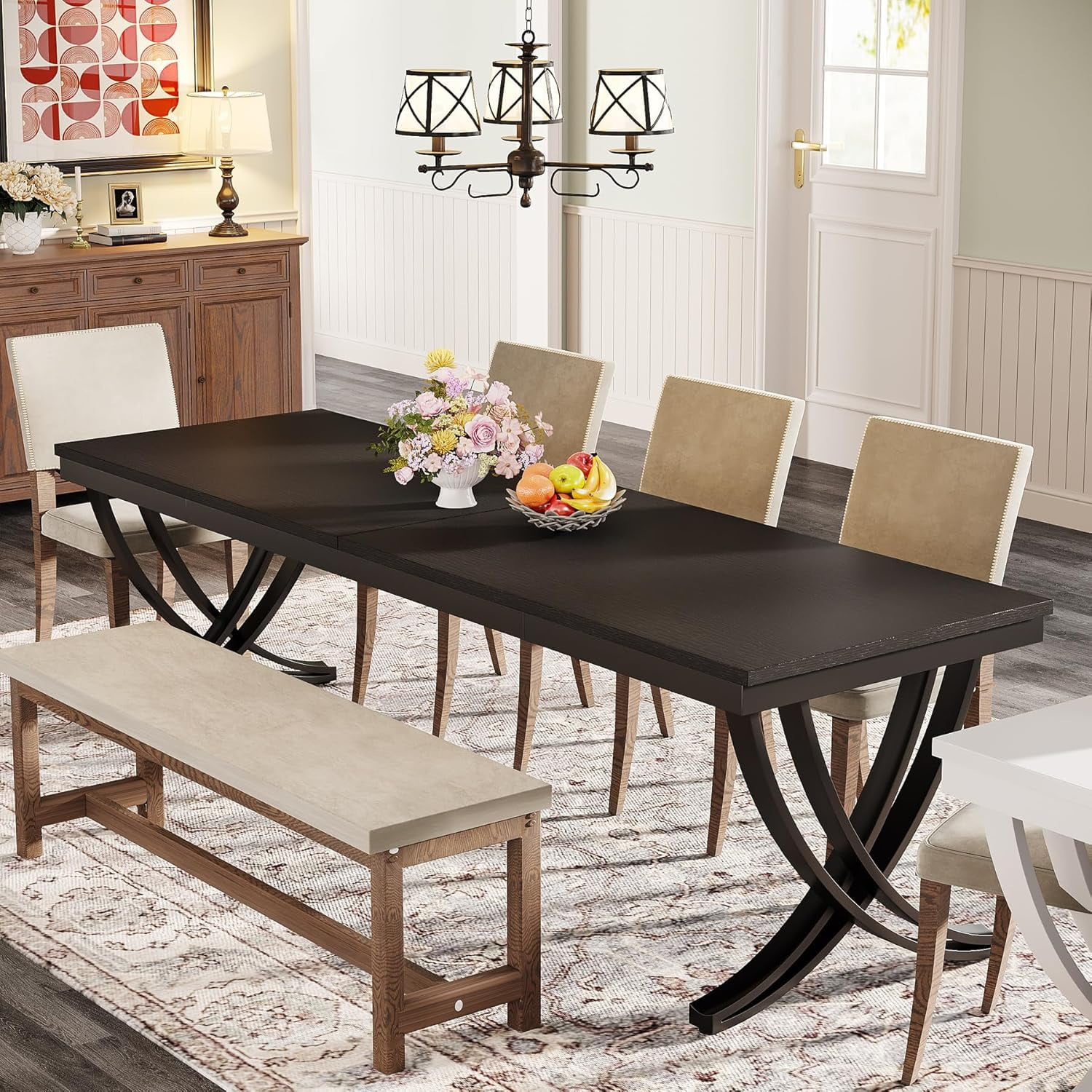 Tribesigns Dining Table for 6-8 People, 78 inch Large Wood Farmhouse ...