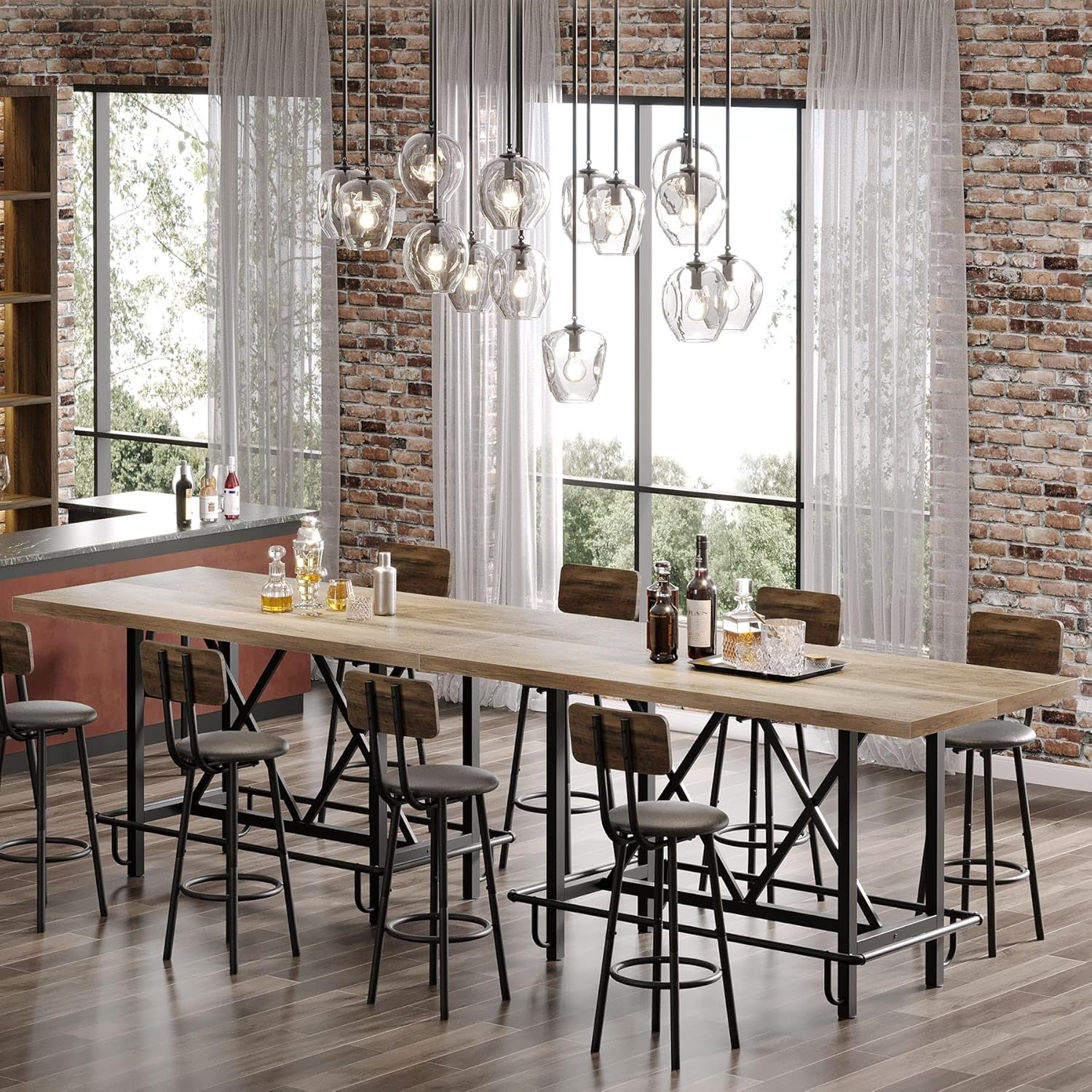 Tribesigns Dining Table for 6 People, Industrial Rectangular Kitchen ...