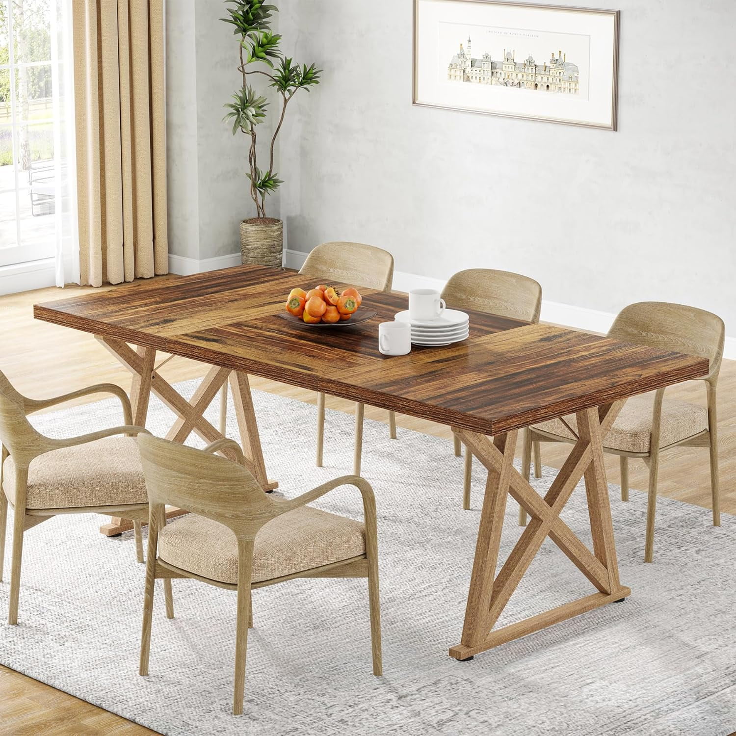Tribesigns Dinning Room Table for 8 People, 6ft Wooden Dining Table ...