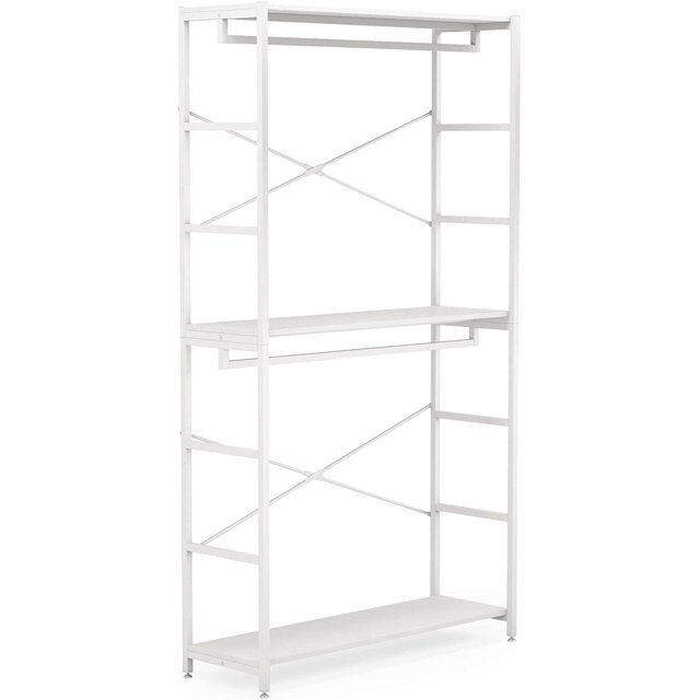 Tribesigns Double Rod Closet Organizer, Free Standing 3 Tiers Shelves ...