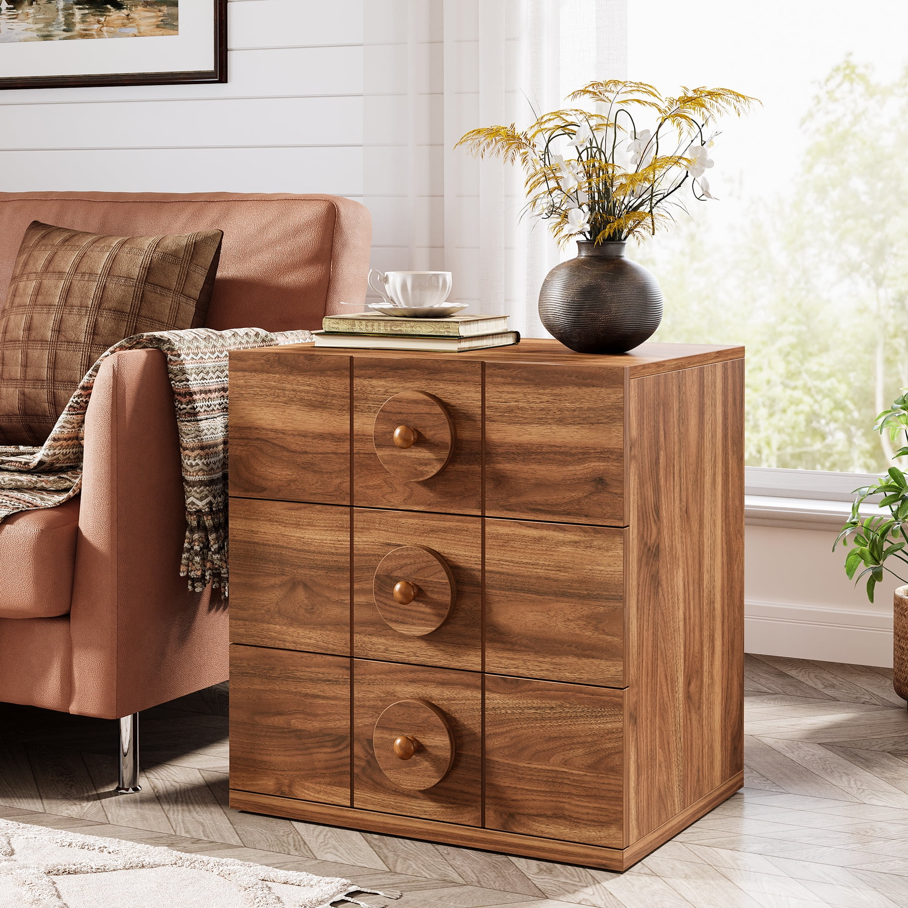 Tribesigns End Table with 3 Drawers, Modern End Table with Storage for ...