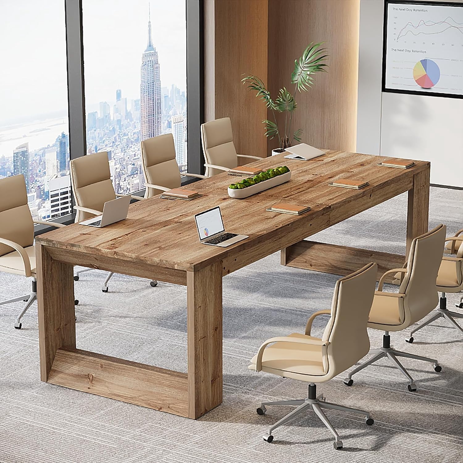 Tribesigns Extra Long Conference Table for 8-10 People, Farmhouse 86.6 ...