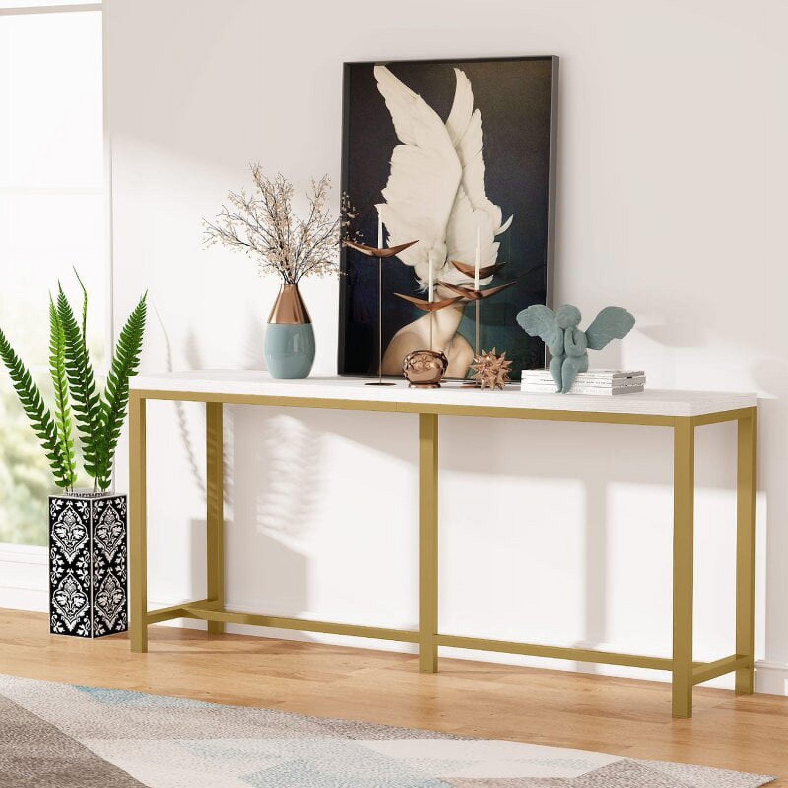 Tribesigns Extra Long Console Sofa Table, 70.9 Inches Golden Sofa Table ...