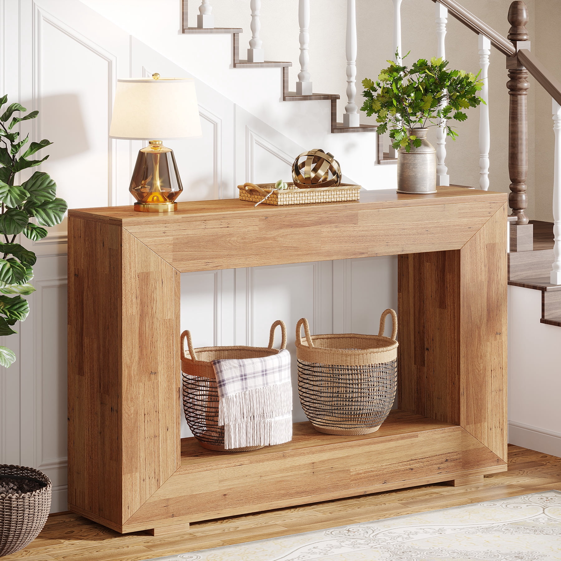Tribesigns Farmhouse Console Table, 47-Inch Wood Storage Entryway ...