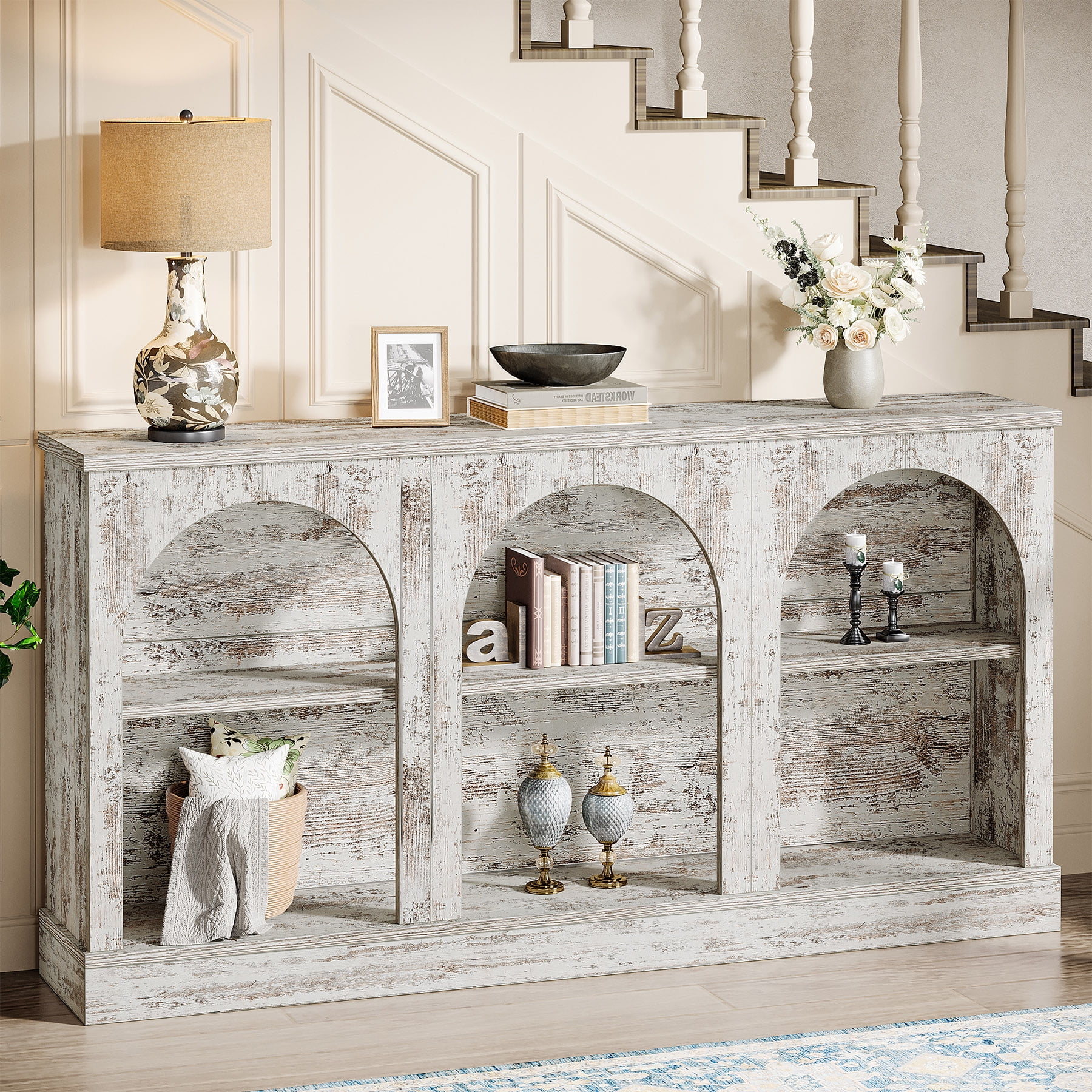 Tribesigns Farmhouse Console Table, 63-Inch Long Entryway Table with 3 ...