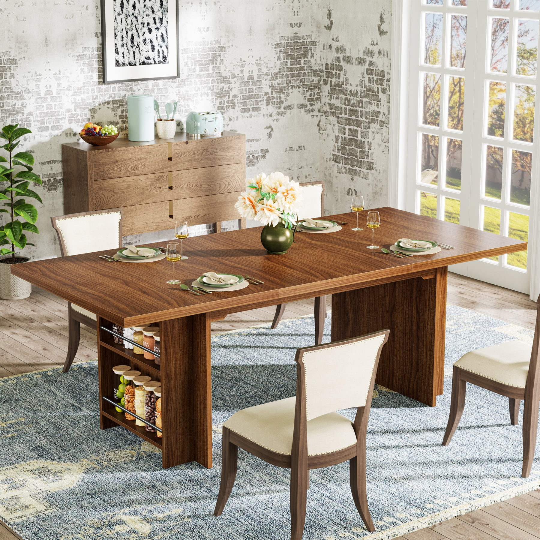 Tribesigns Farmhouse Dining Table for 6 to 8, 63-Inch Rectangular ...