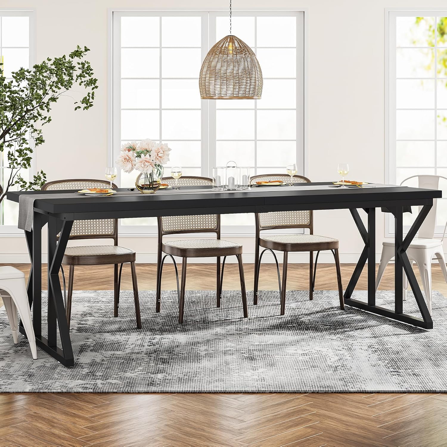 Tribesigns Farmhouse Dining Table for 6-8 People, 78.7-Inch Rectangular ...
