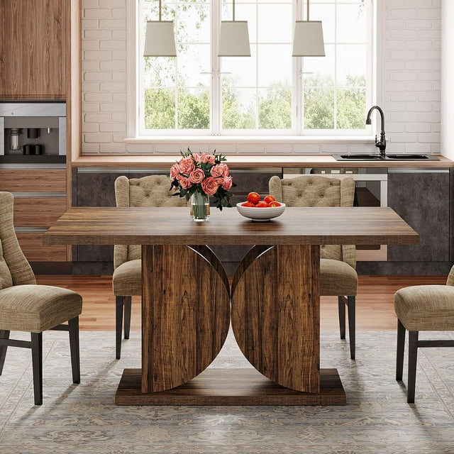 Tribesigns Farmhouse Dining Table for 4-6, 55.12" Rectangle Kitchen ...