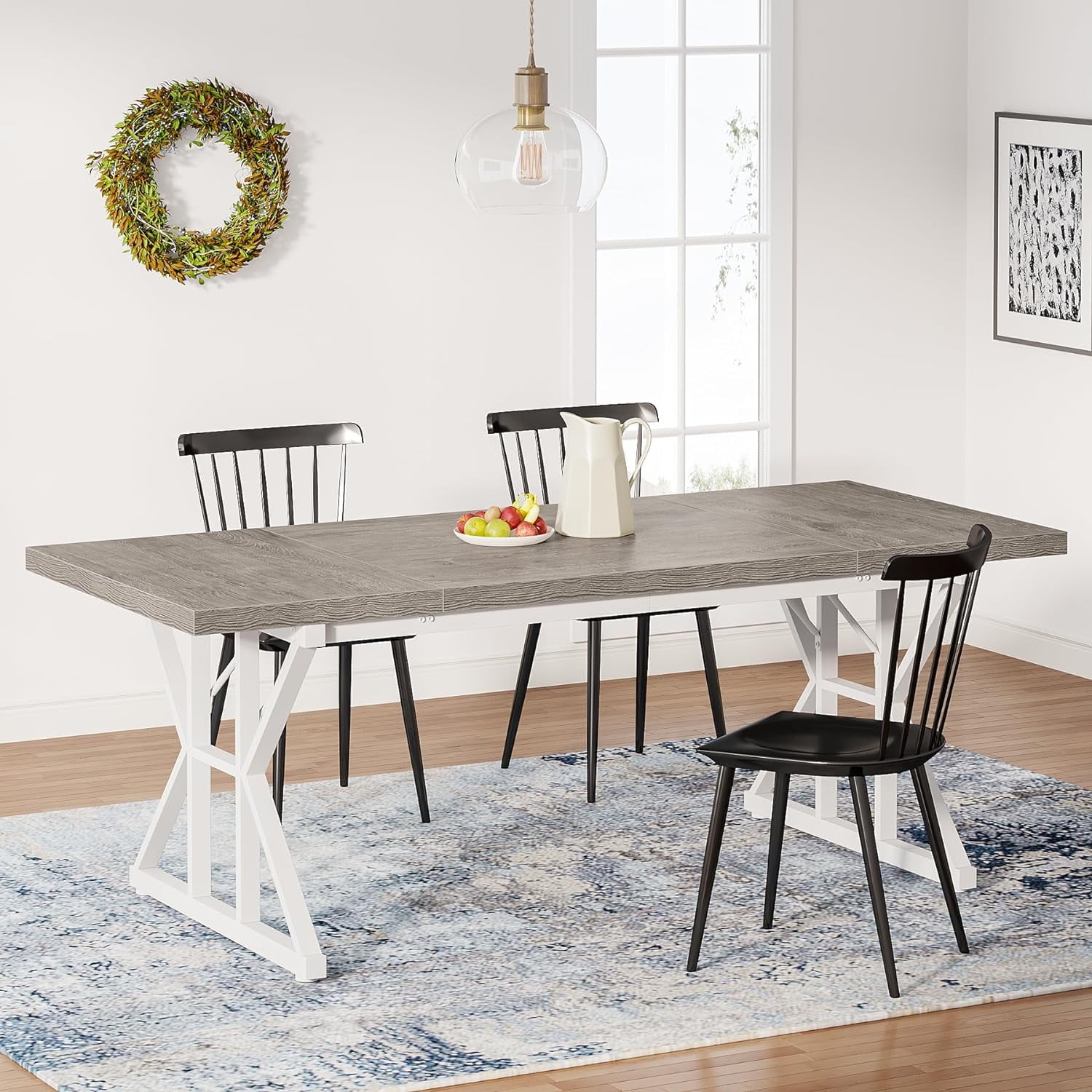 "Tribesigns Farmhouse Dining Table for 6, Modern Style, 71 ...