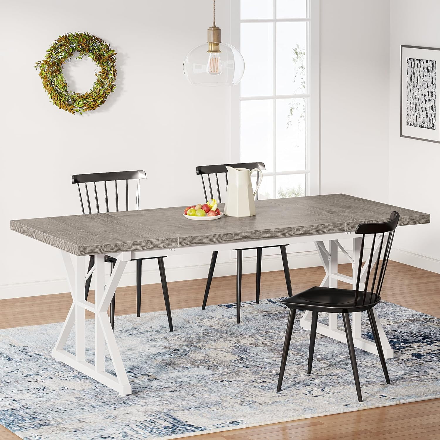 "Tribesigns Farmhouse Dining Table for 6, Modern Style, 71 ...