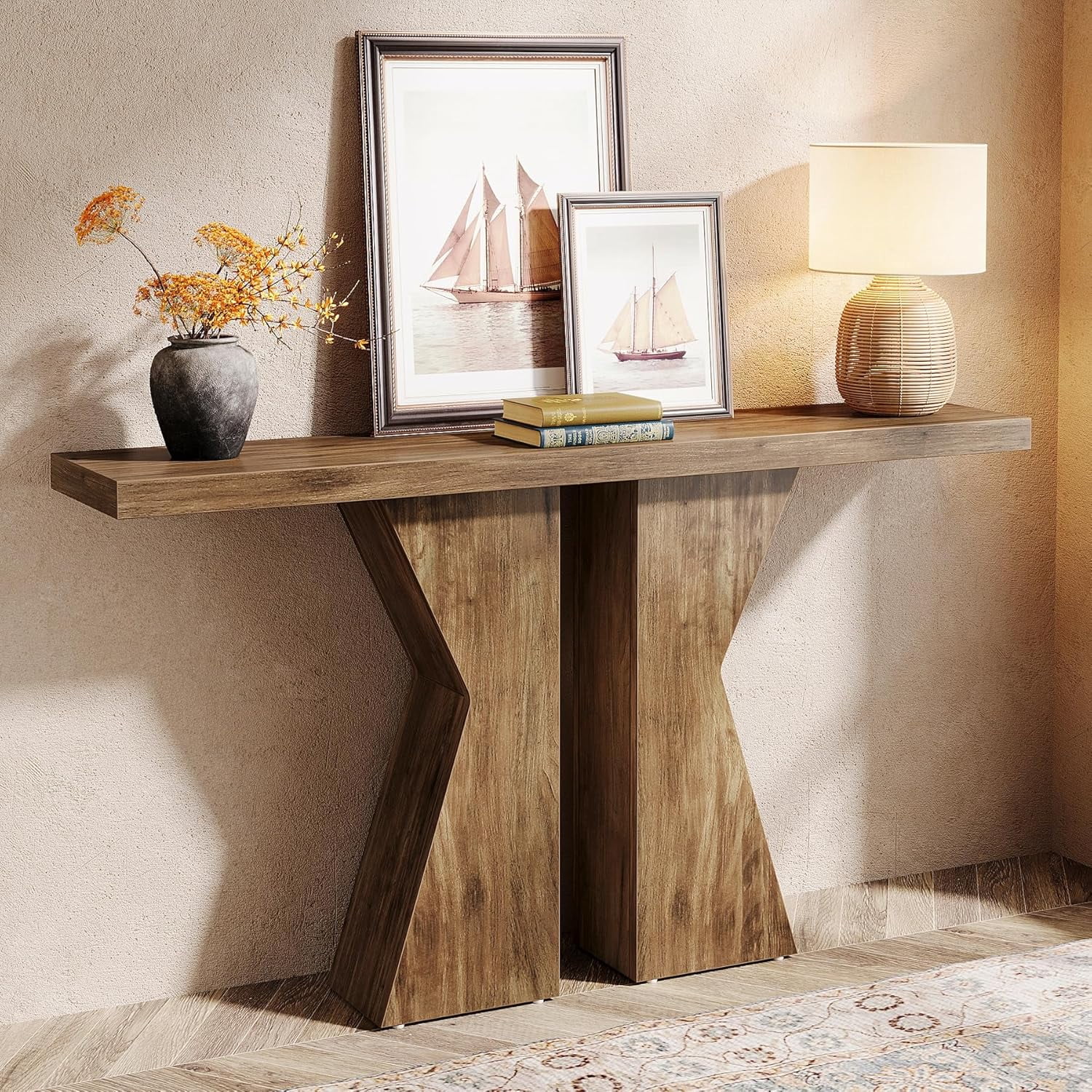 Tribesigns Farmhouse Entryway Table, 55.12 Inch Console Table Behind ...