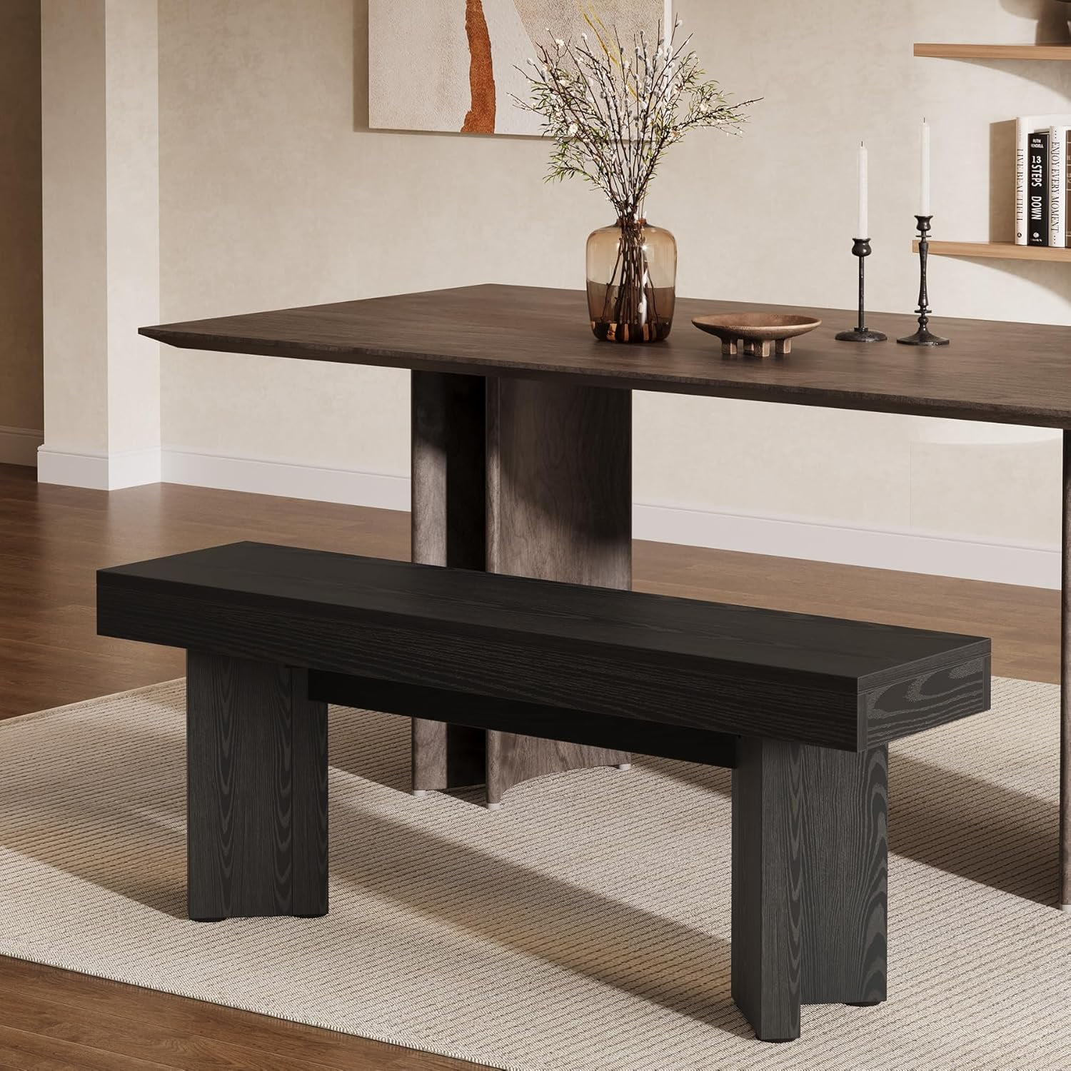 Tribesigns Farmhouse Wooden Dining Bench, 47" Indoor Kitchen Table ...