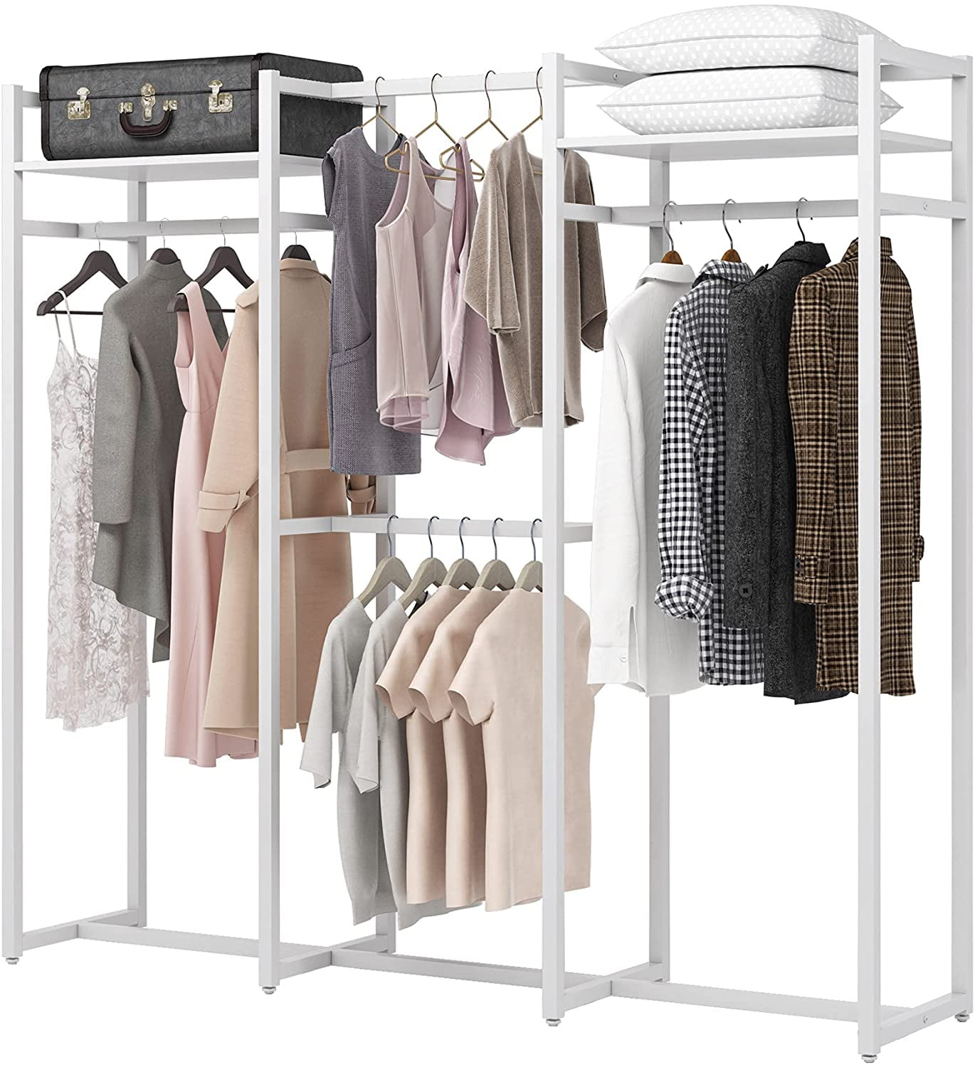 Tribesigns Garment Rack Heavy Duty Clothes Rack, Free Standing Closet ...