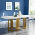 Tribesigns Gold Dining Table for 6, 71” Modern White Kitchen Table with ...
