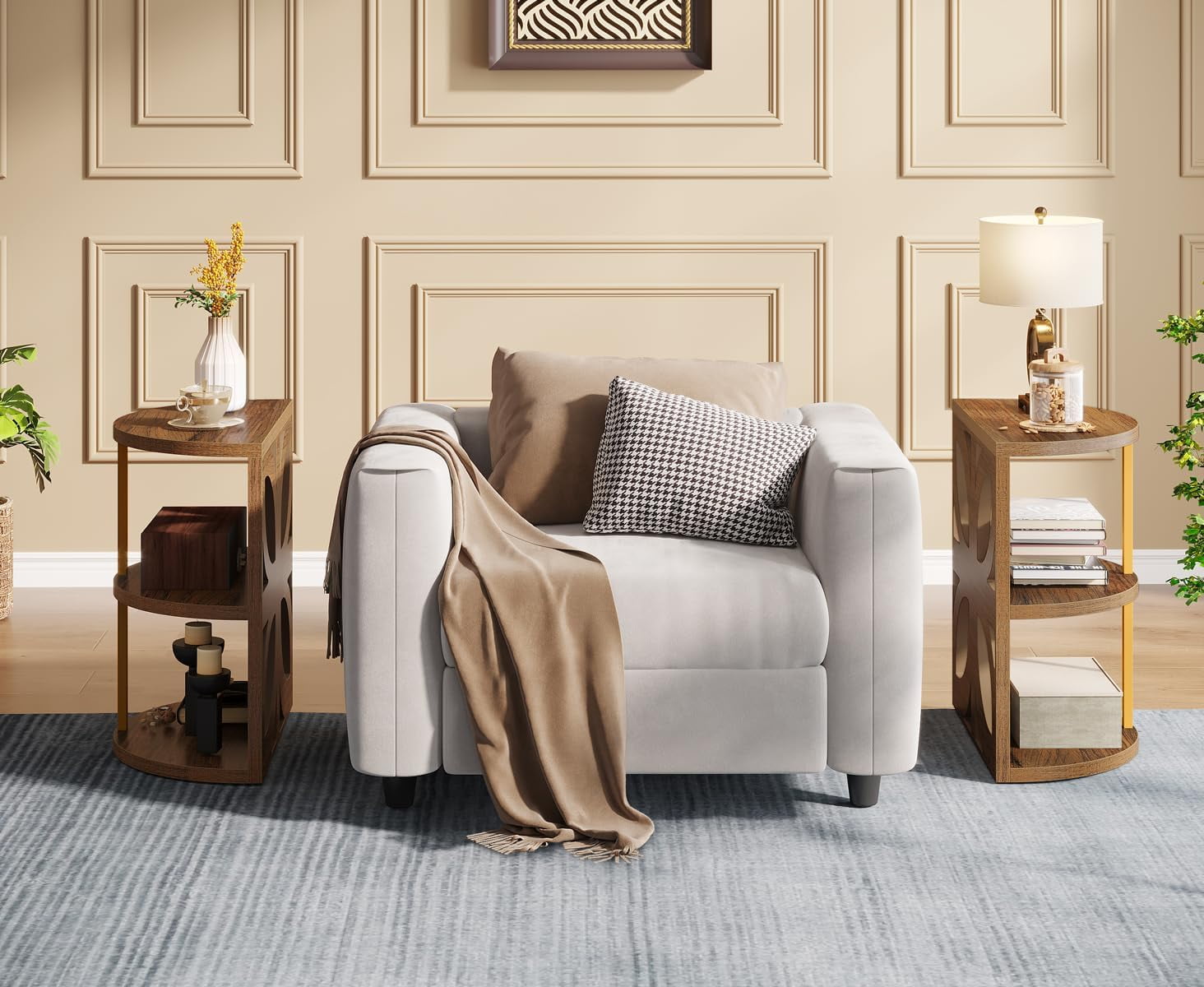 Tribesigns Half Round End Table, Small Side Table Living Room with 3 ...