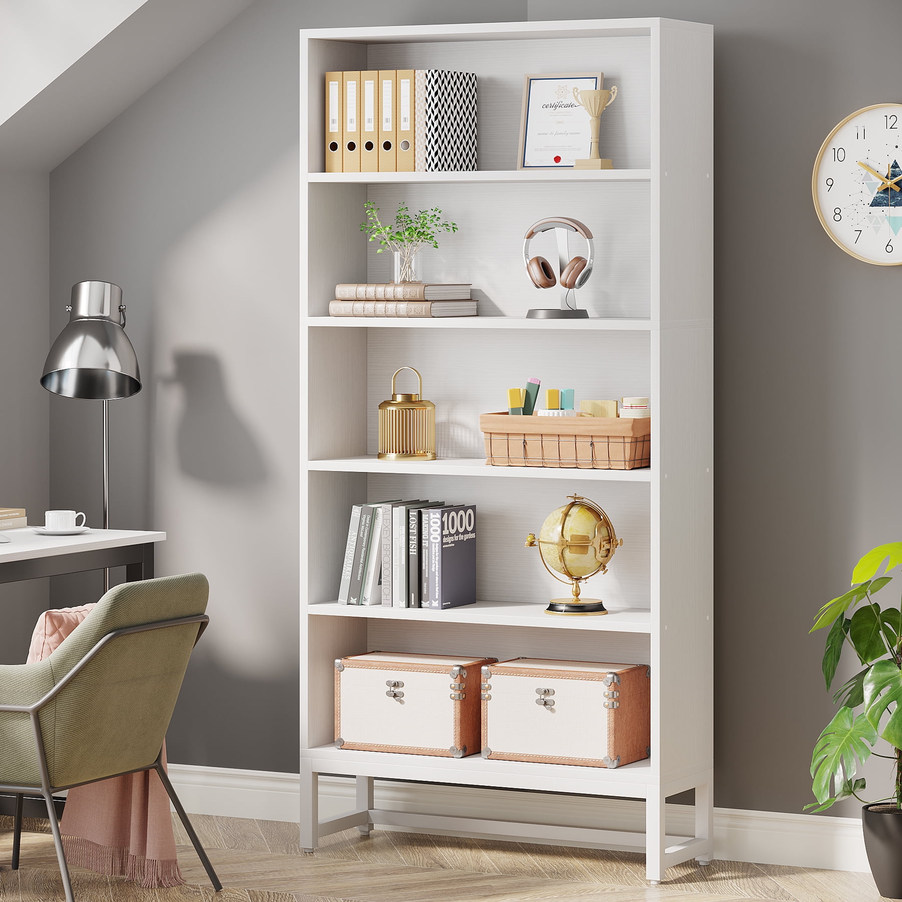 Tribesigns 70.8” High-Quality 5-Tier Heavy-Duty Bookshelf, Large ...