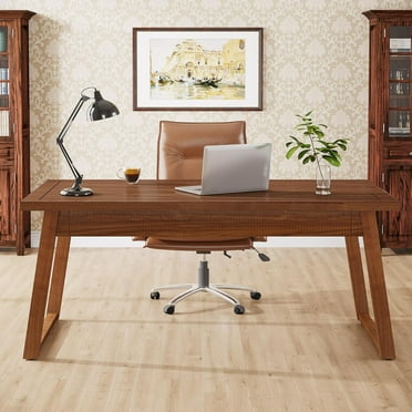 "Tribesigns 55"" Solid Wood Executive Computer Desk with Drawer: Mid ...