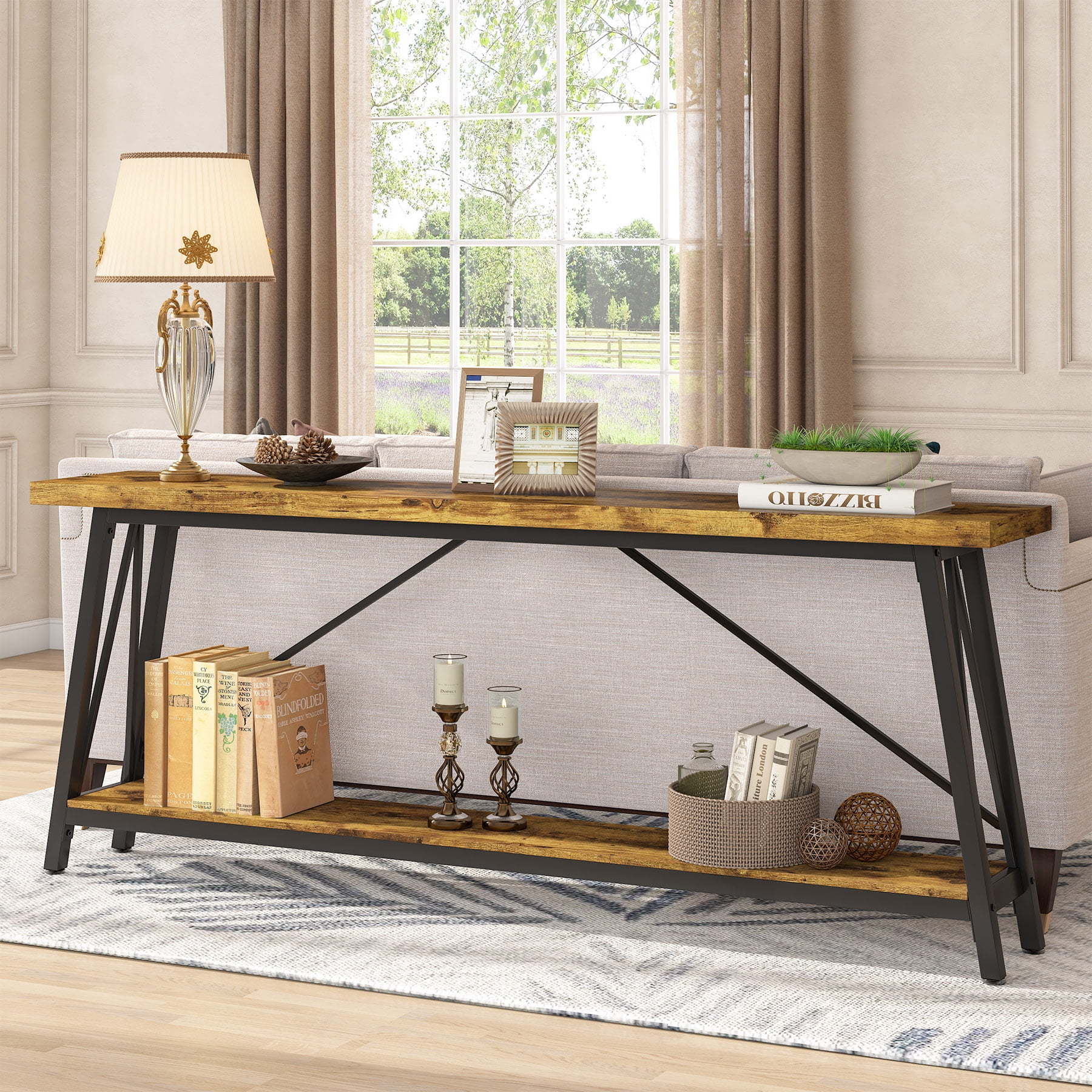 Tribesigns Industrial Entry Console Table, 70.9 Inches Extra Long Sofa ...