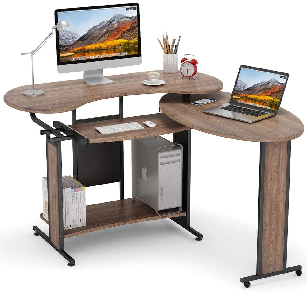 Tribesigns L-Shaped Computer Desk, Rotating Corner Desk, Office Study ...