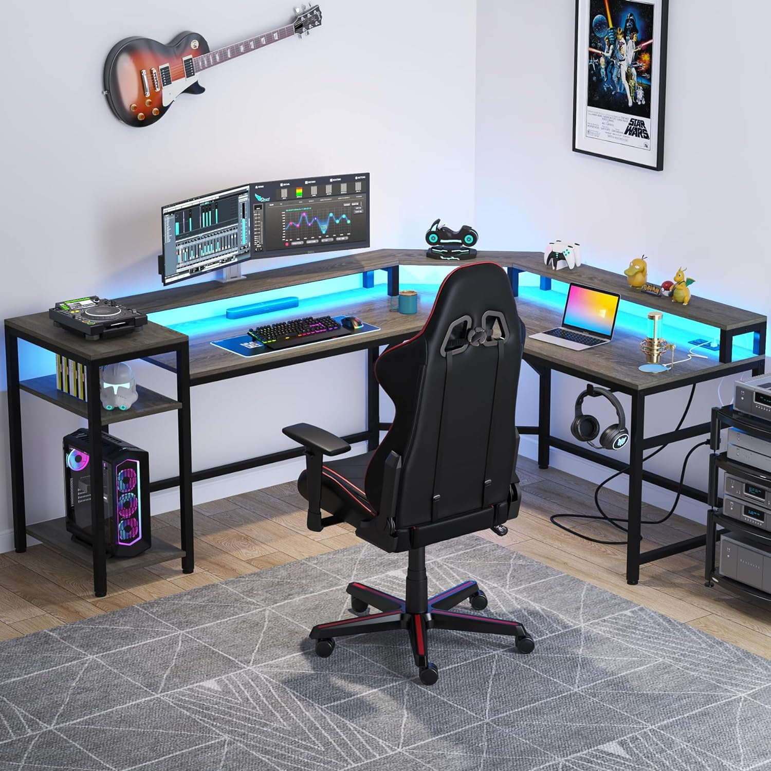 Tribesigns L-Shaped Computer Desk with Storage Shelves,L-Shaped Gaming ...