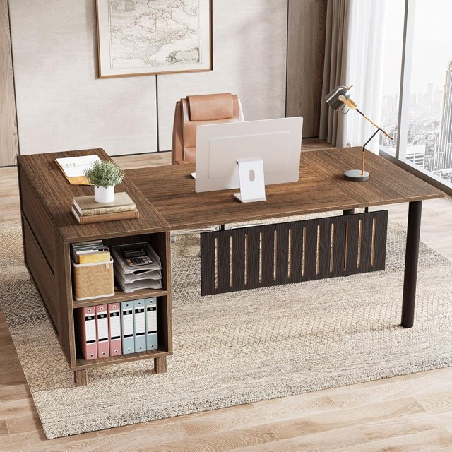 Tribesigns L-Shaped Executive Desk, 63" Office Desk with Storage ...