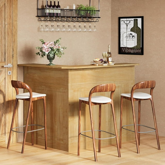 Tribesigns L-shaped Home Bar Cabinet with Glass Holders, Multi-tier ...