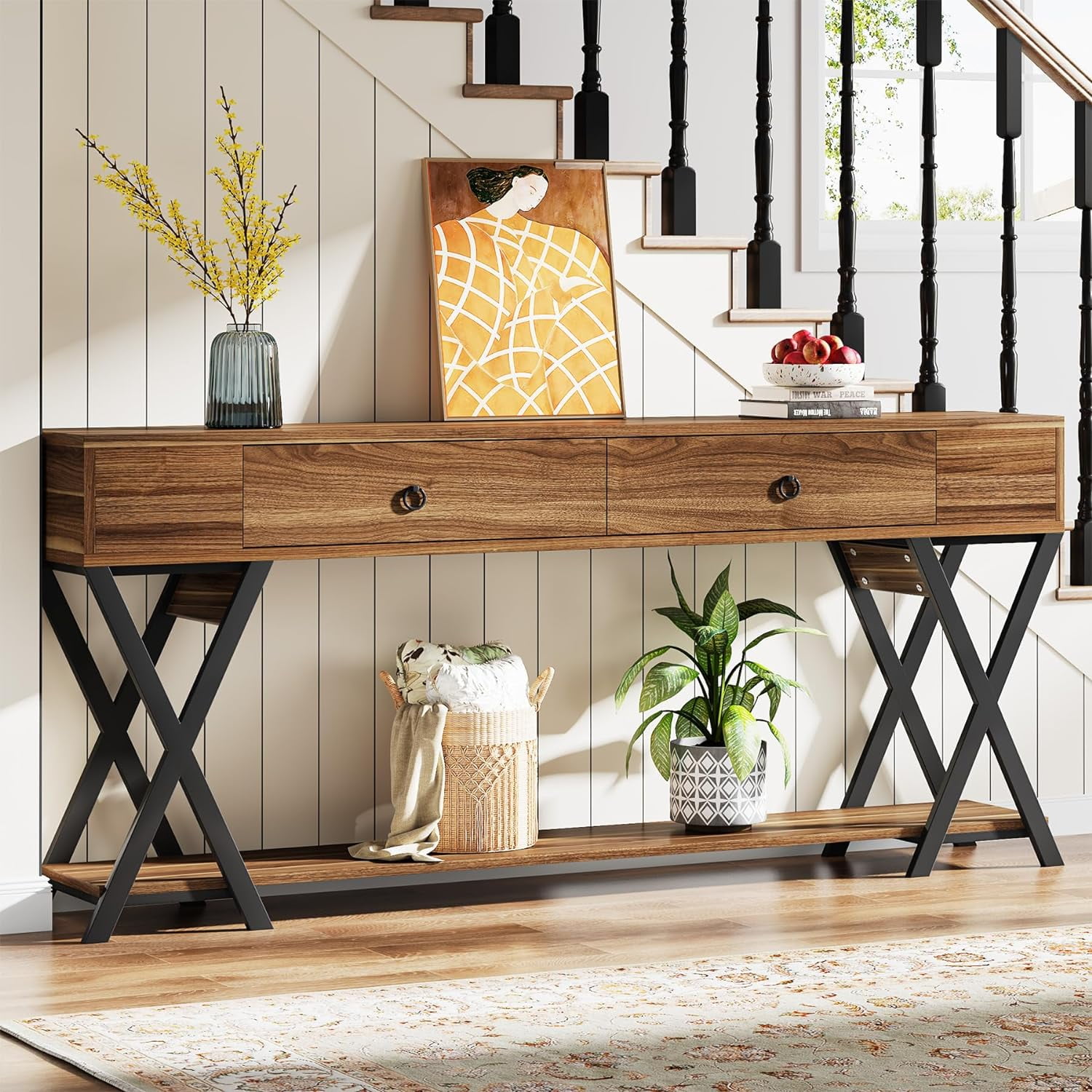 Tribesigns Large 71" Sofa Table with Storage, Farmhouse Console Table ...