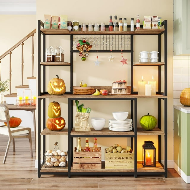 Tribesigns Large 55" Wide Bakers Rack, Kitchen Hutch, Microwave Stand ...