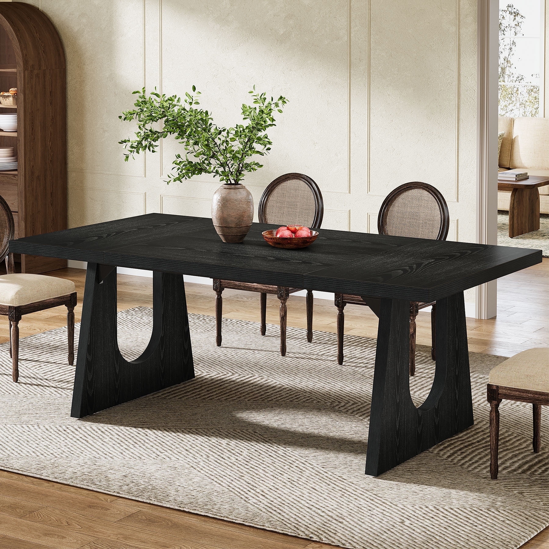 Tribesigns Large Dining Table for 6-8 People, 70.9-Inch Wood Rustic ...