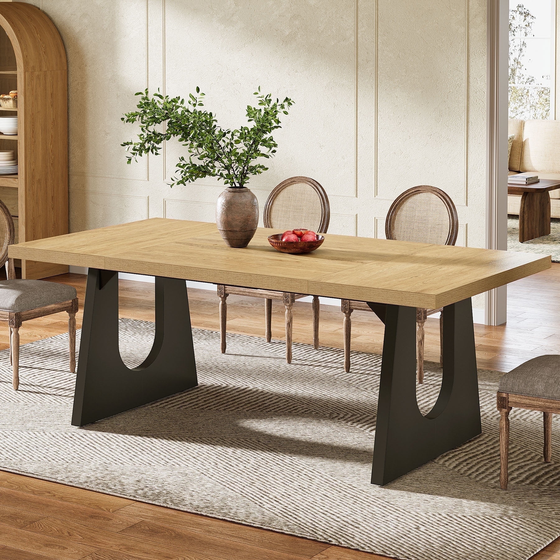 Tribesigns Large Dining Table for 6-8 People, 70.9-Inch Wood Rustic ...