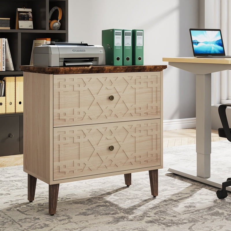 Tribesigns Lateral File Cabinet, 2 Drawer Filing Cabinet for A4 ...