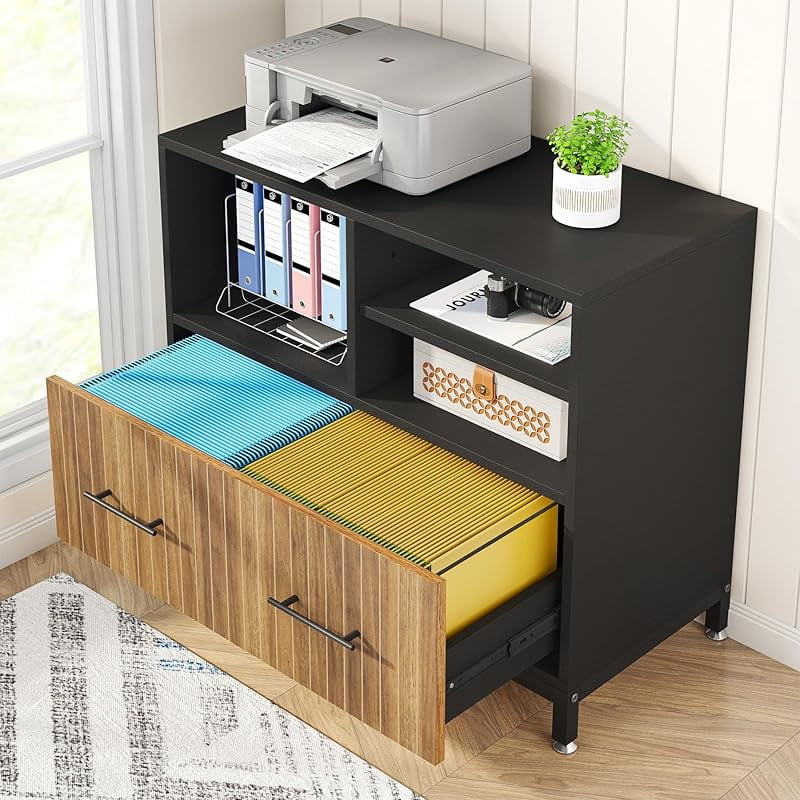 Tribesigns Lateral File Cabinet with Drawer, White Filing Cabinet with ...