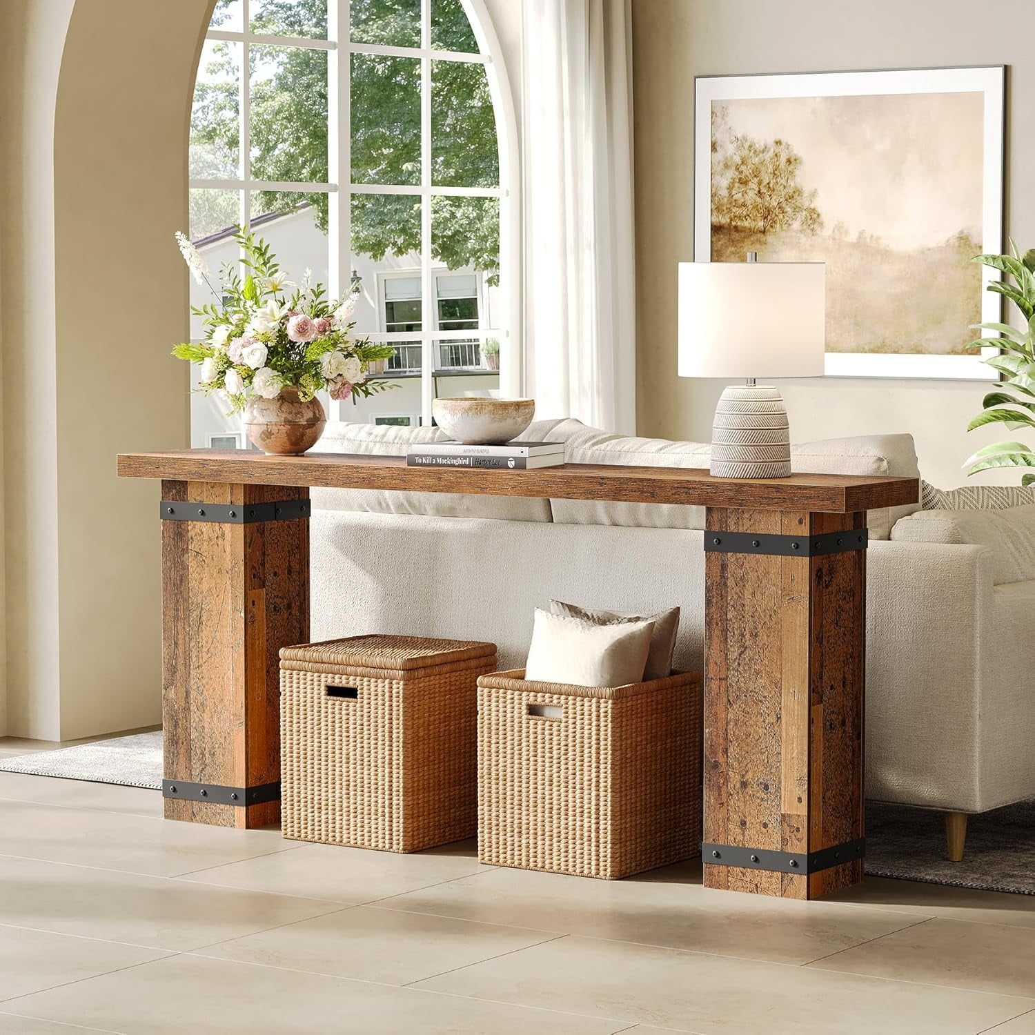 Tribesigns Long Console Table, Modern Entryway Table with Decorative ...