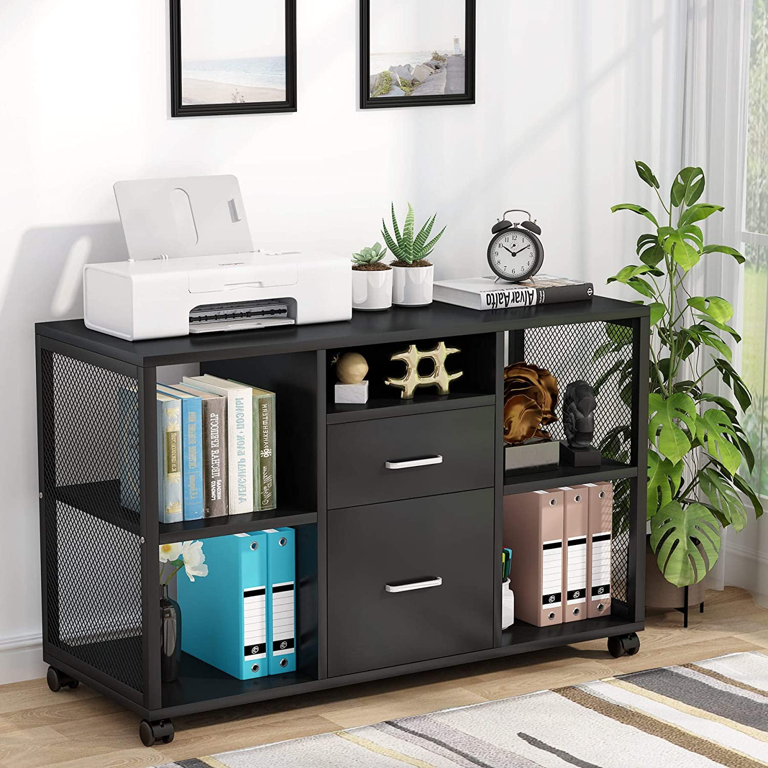 Tribesigns Mobile File Cabinet 2-Drawer Filing Cabinet, Modern Lateral Letter Size File Storage ...