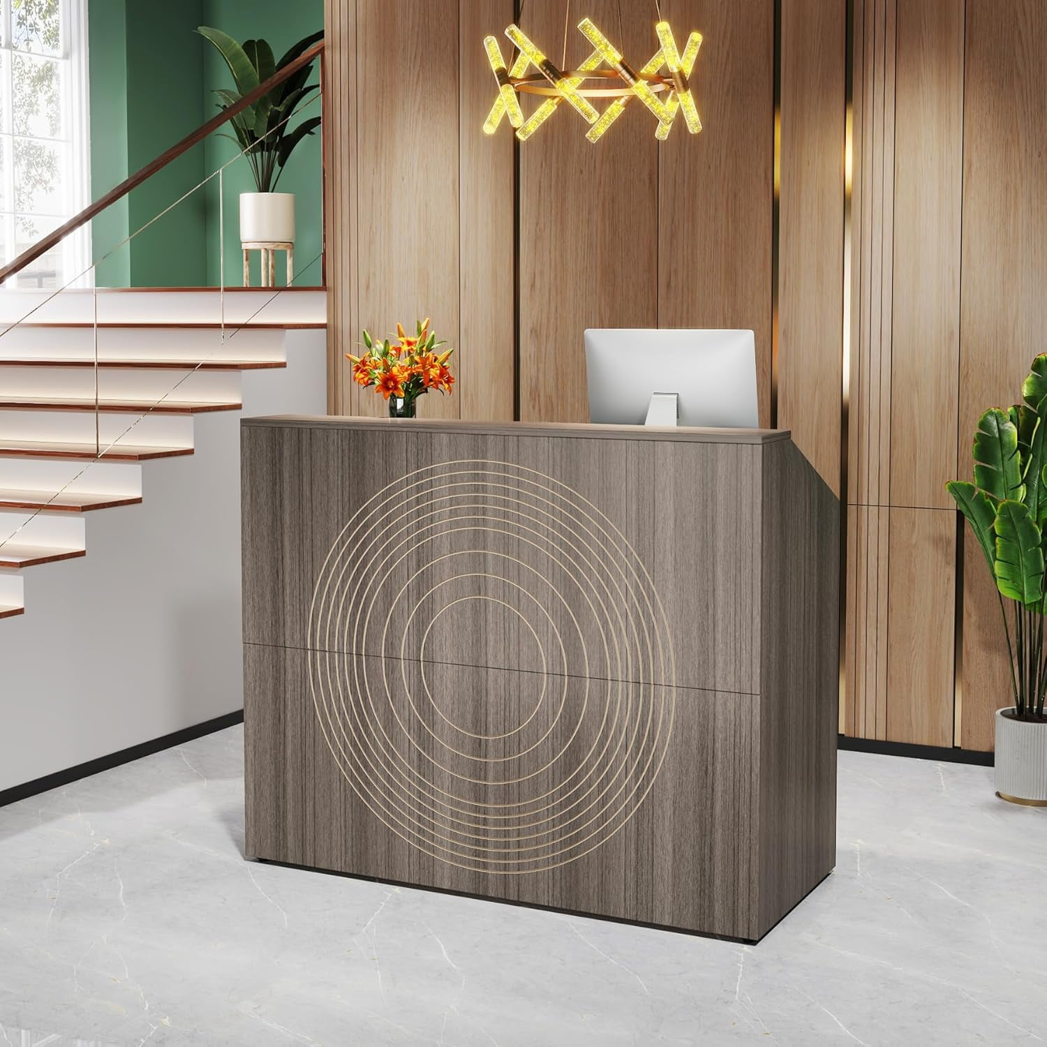 Tribesigns Modern 47" Front Desk, Wood Reception Desk Retail Counter ...