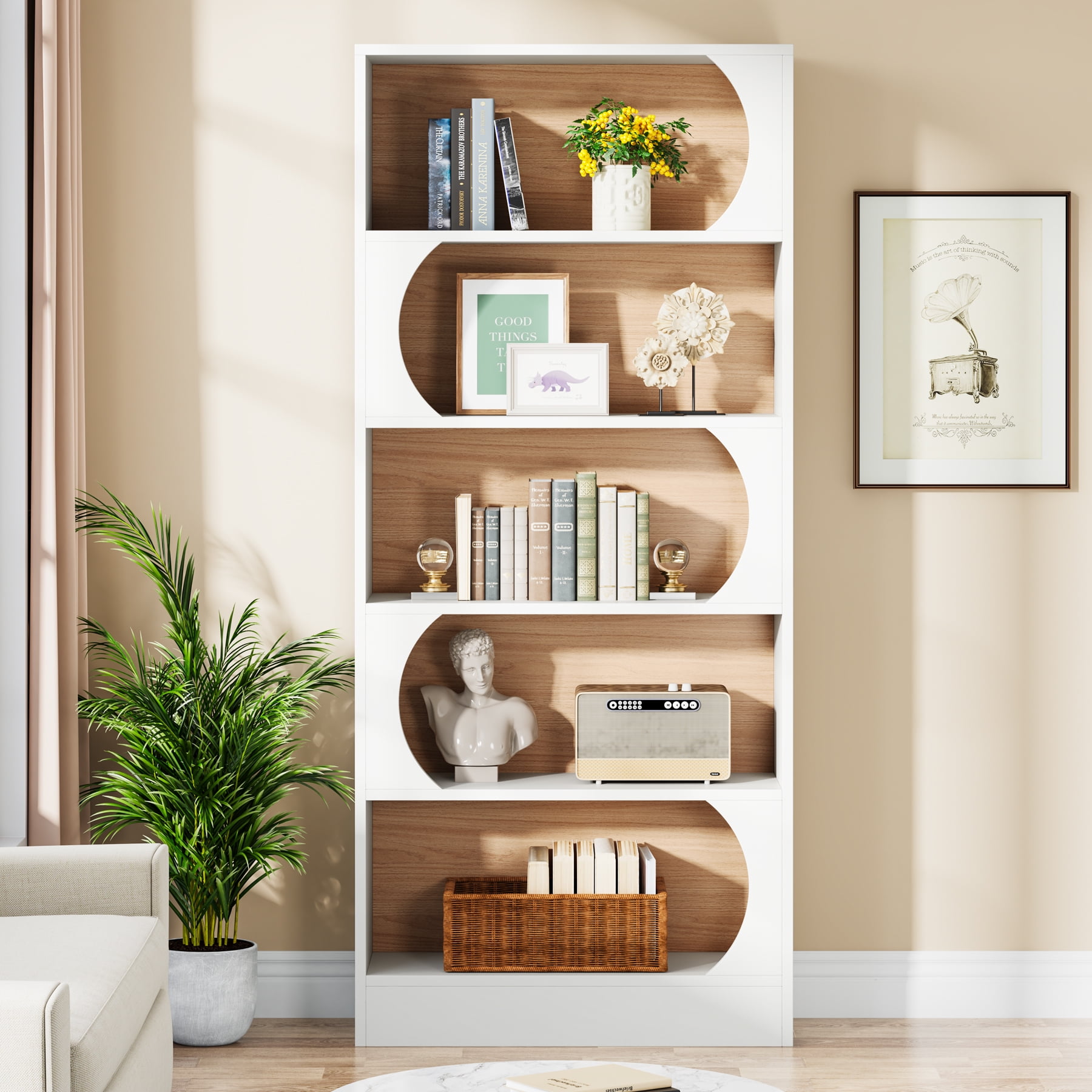 Tribesigns Modern 5-Tier Bookcase, 71-Inch Tall Freestanding Bookshelf ...