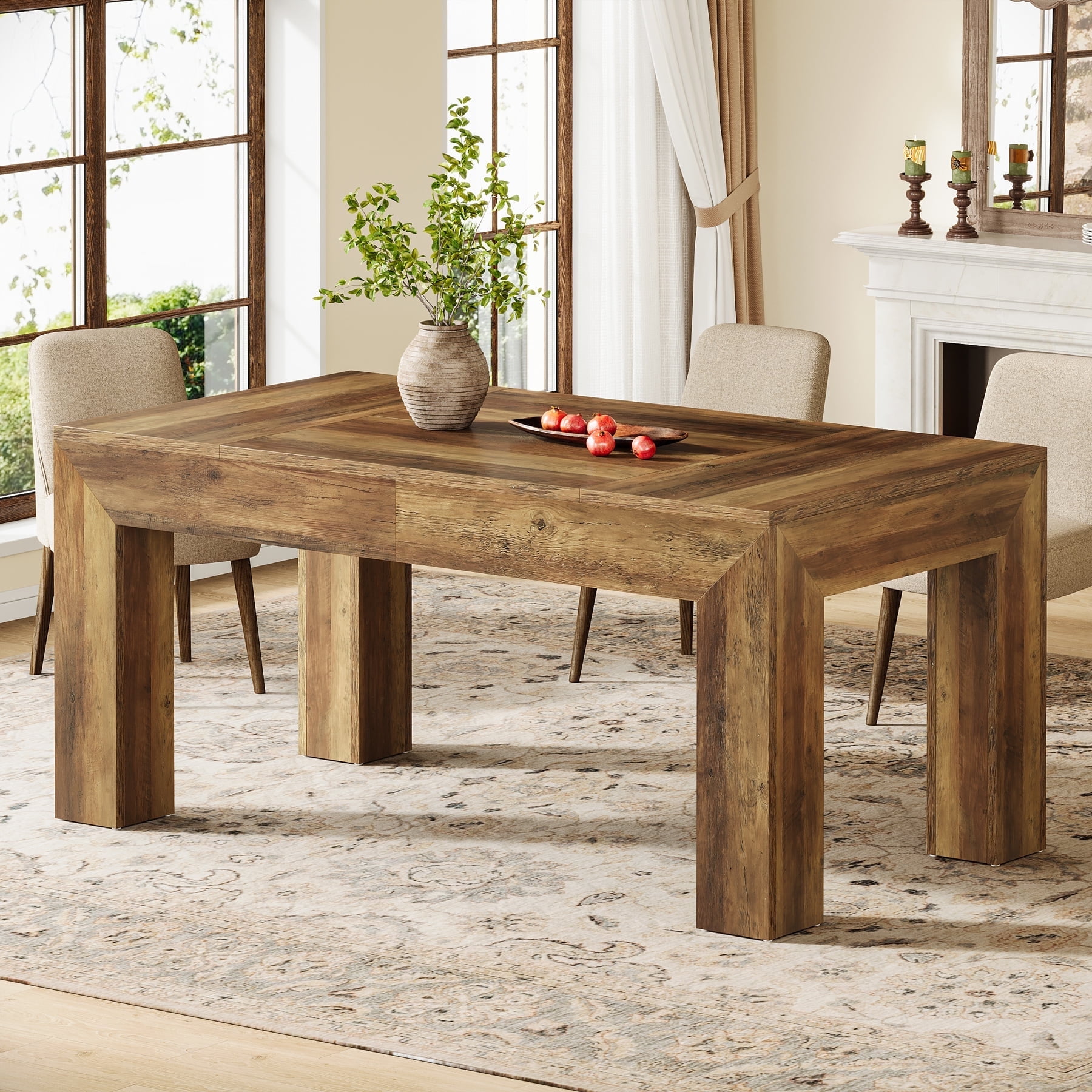 Finmind Modern 63-Inch Dining Table, Heavy-Duty Kitchen Table ...