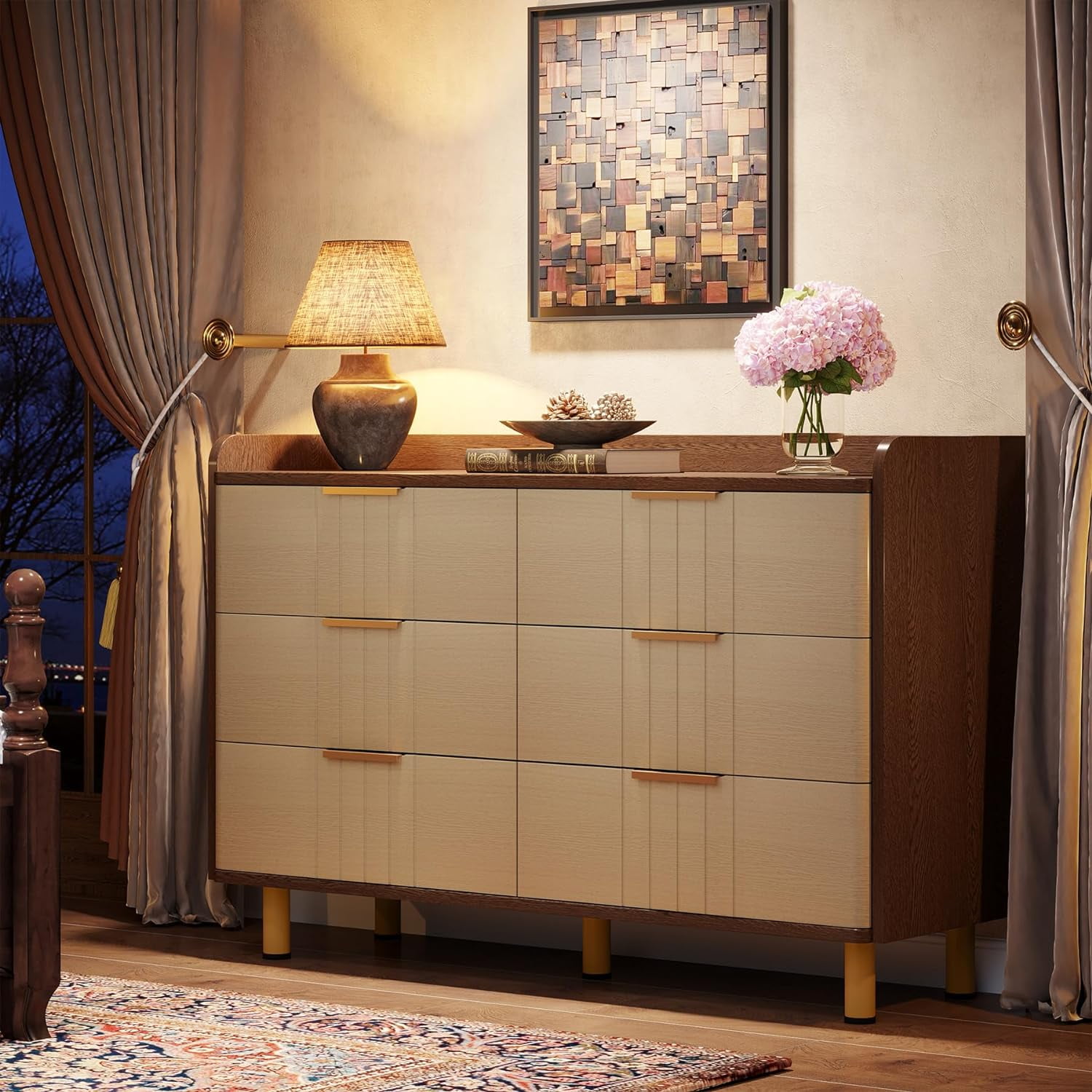 Tribesigns Modern Chest of Deep Drawers, Wooden Storage Dresser ...