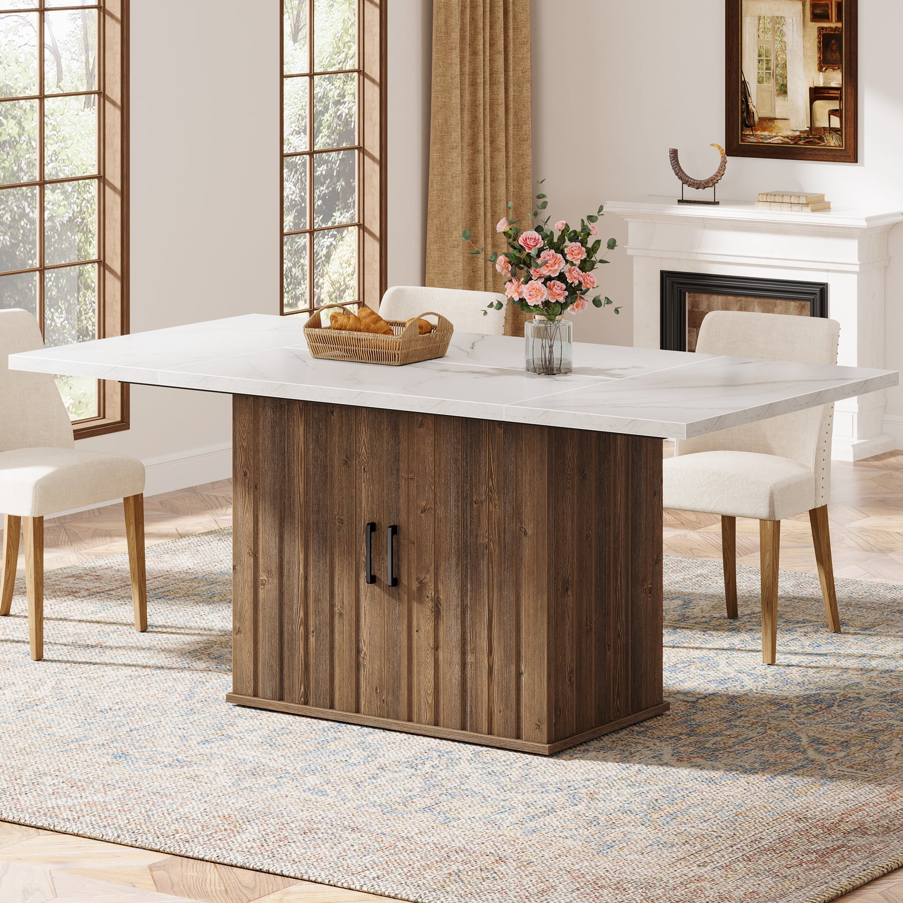 Tribesigns Modern Dinging Table for 4-6, 63-inch Rectangular Kitchen ...