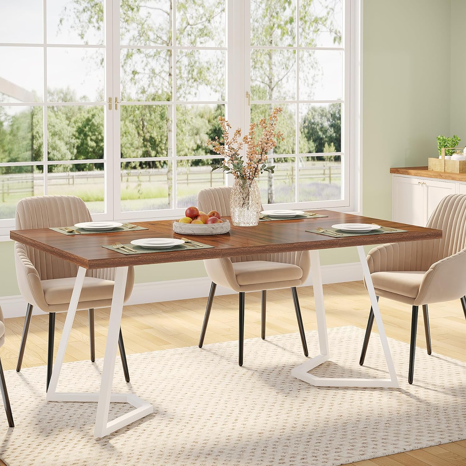 Tribesigns Modern Dining Room Table, 55" Dining Dinner Table for 6 ...