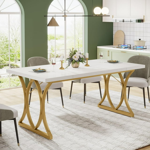 Tribesigns Solid Rectangular Modern Dining Table, 63”x31”x30”H, Sits 6 ...