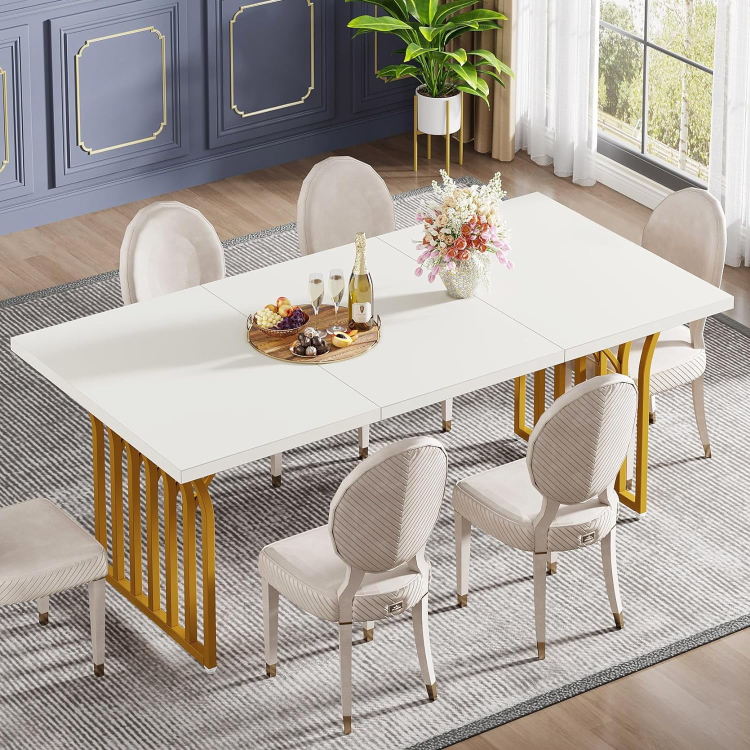 Tribesigns Modern Dining Table for 4-6 People, 62.9 inch Kitchen Table ...