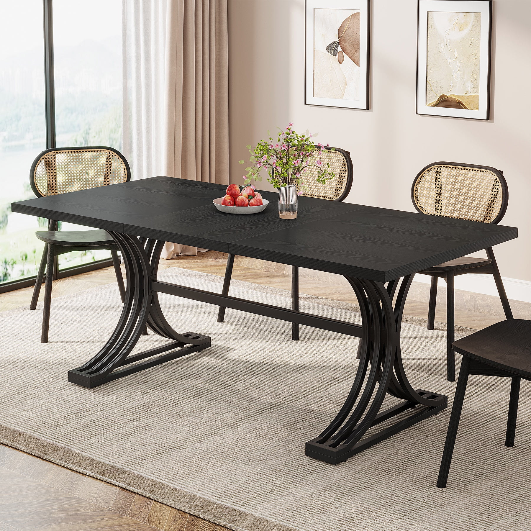Tribesigns Modern Dining Table for 4 people, 63-Inch Rectangular ...