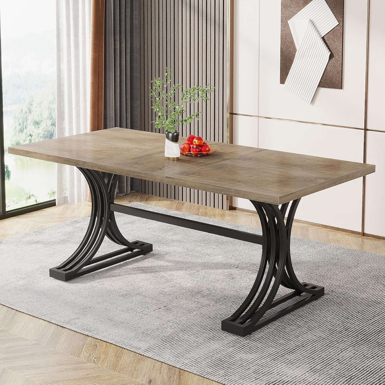 Tribesigns Modern Dining Table for 4 people, 63-Inch Rectangular ...