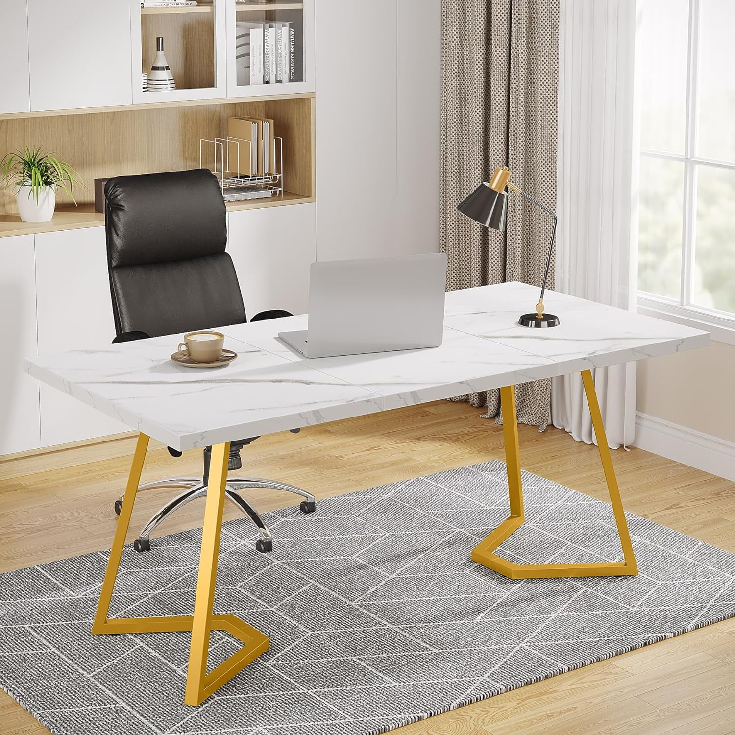 Tribesigns Modern Home Office Desk, Adult Study Writing Table with ...