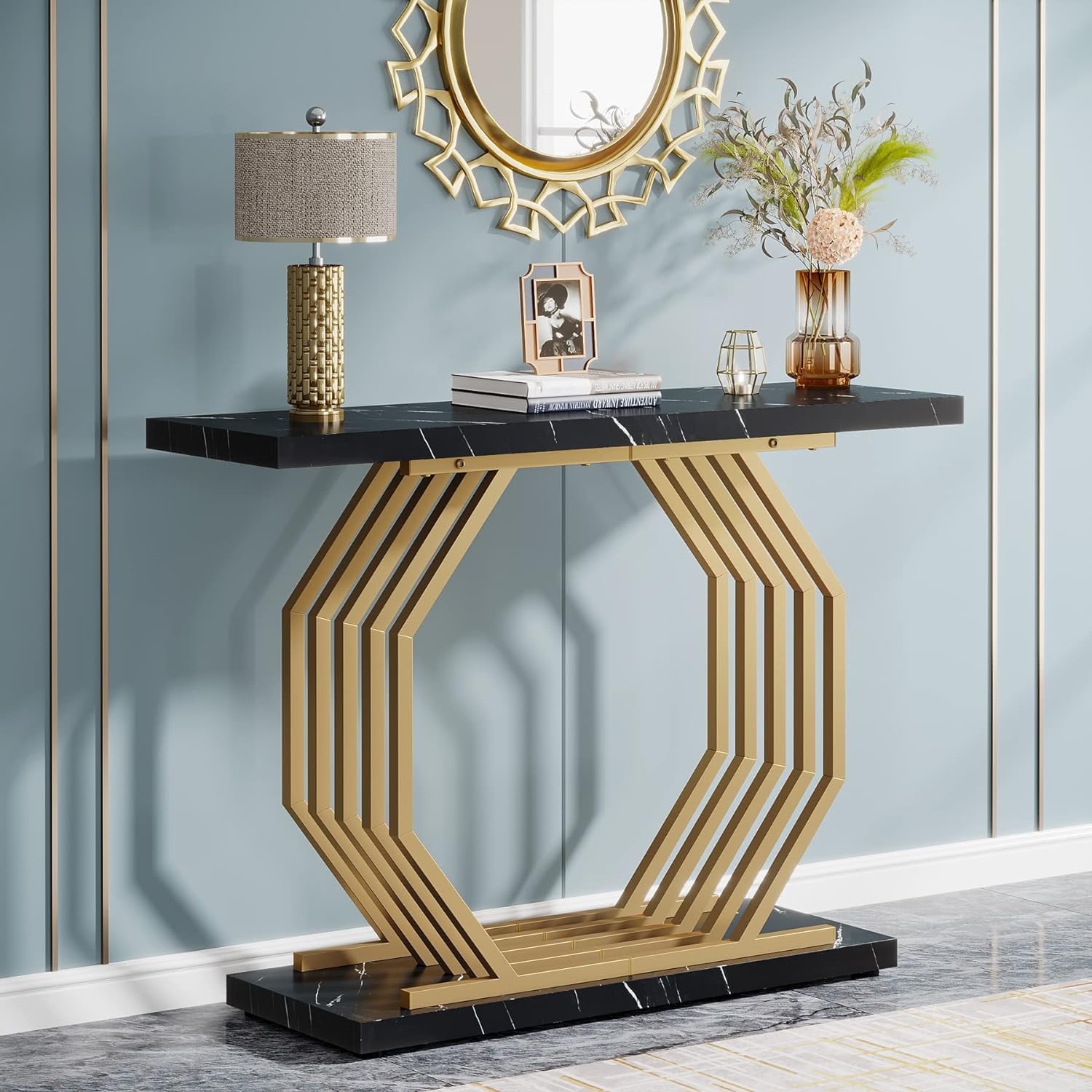 Tribesigns Modern Narrow Console Table, 40 inch Faux Marble sofa ...